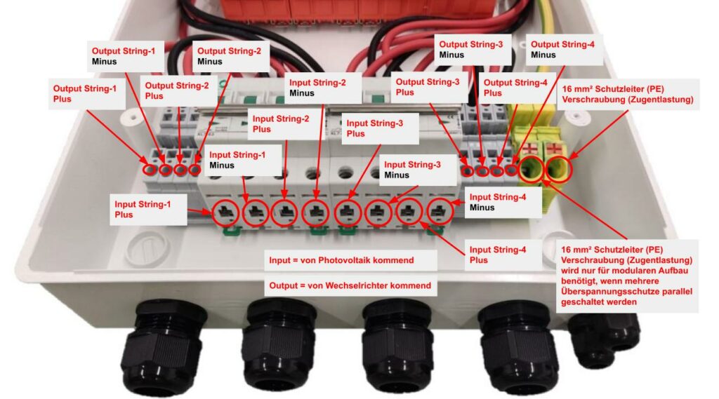PV DC Überspannungsschutz mit Trennschalter 4-strings Solar Generator Anschlusskasten ...
